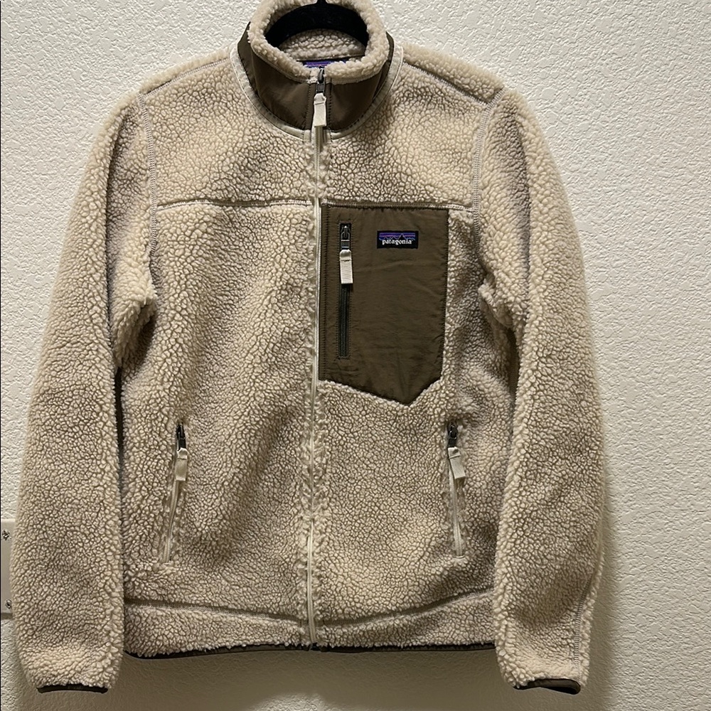Patagonia Beige Fleece Jacket With Khaki Pocket - Gem